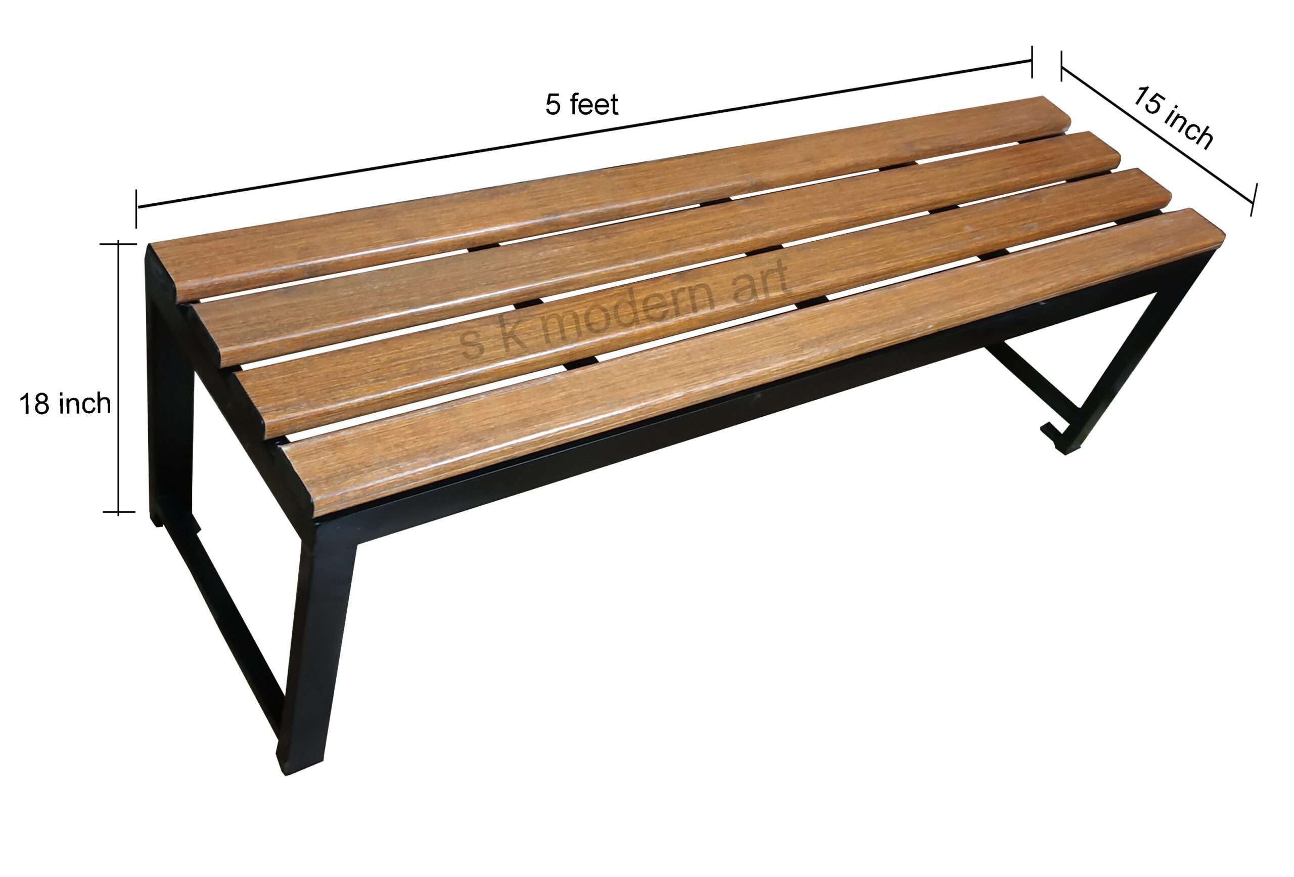 3 Seater Metal Frame Bench with FRP Fiber Strips Seat - s k grill art