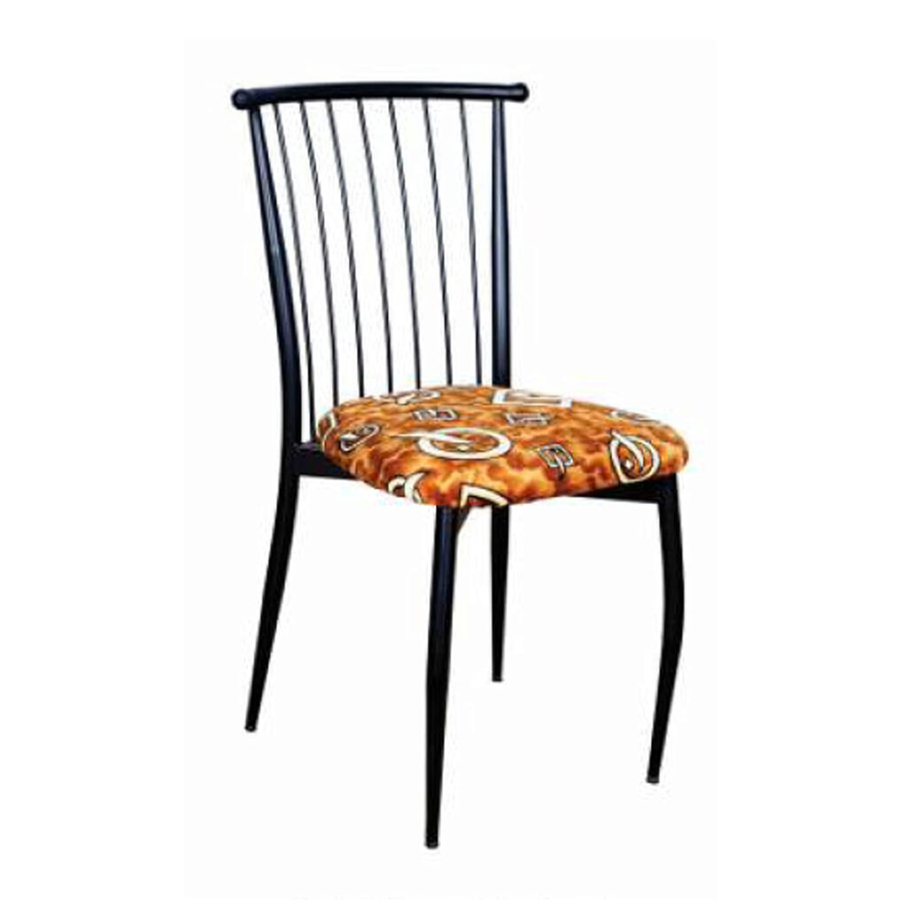Metal Wrought Iron Dining Chair with Cushion Black Powder Coated - s k ...